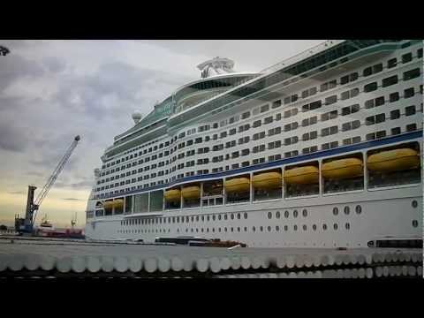 Voyager of the Seas in Livorno Italy as seen from bus