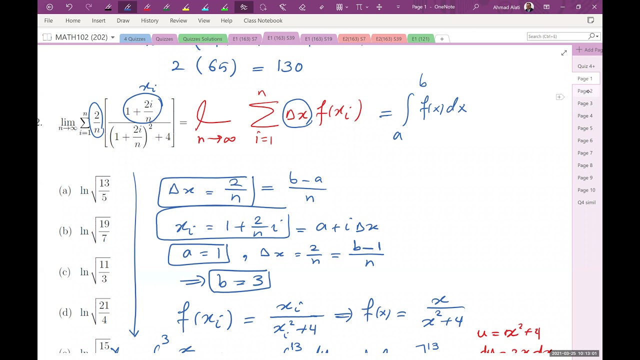 MATH102, Review (Solving Major Exam 1 Term 163)