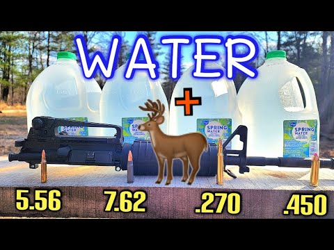 Rifles vs Water + Deer 5.56 7.62x39 .270 Winchester .450 Bushmaster
