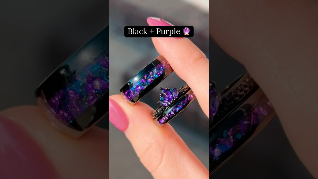 Which color combo would you wear with your partner?🖤✨#couplesrings