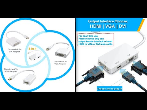 Mini Display Port Thunderbolt to HDMI:DVI:VGA Display Port 3 in 1