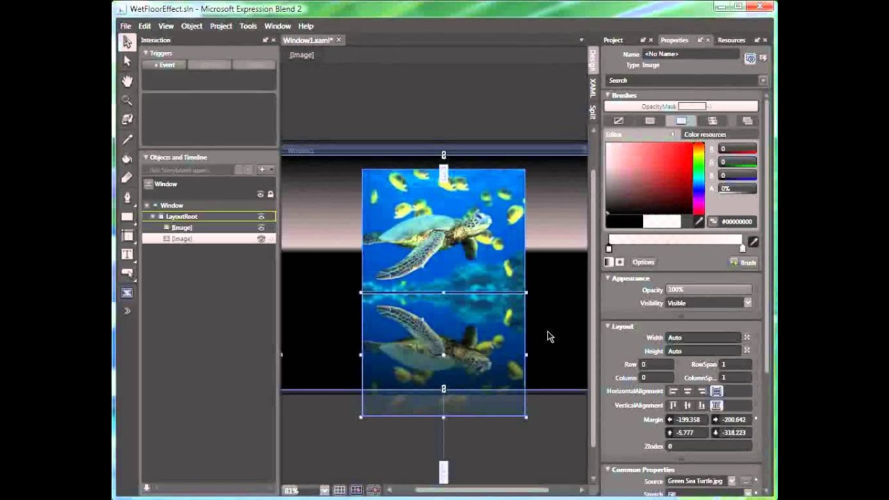 wpf wet floor effect in Microsoft Expression Blend 2
