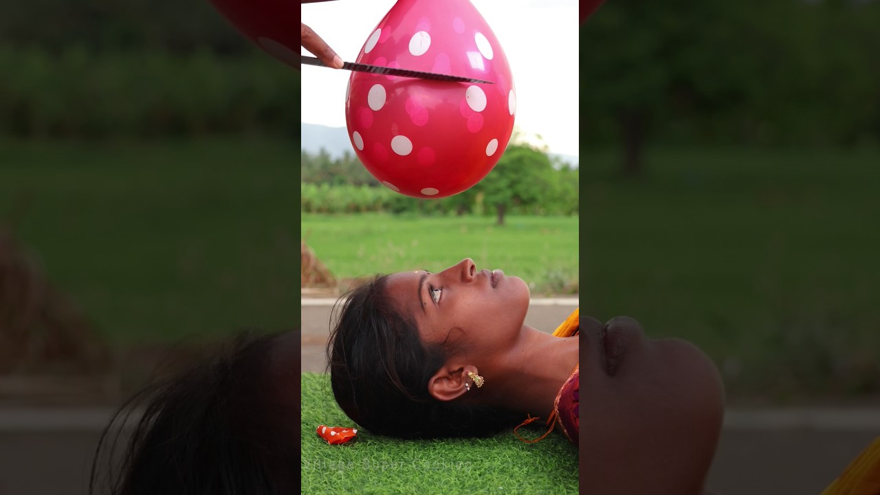 Water Balloon cutting challenge 😂😂😂 #challenge #ballooncutting