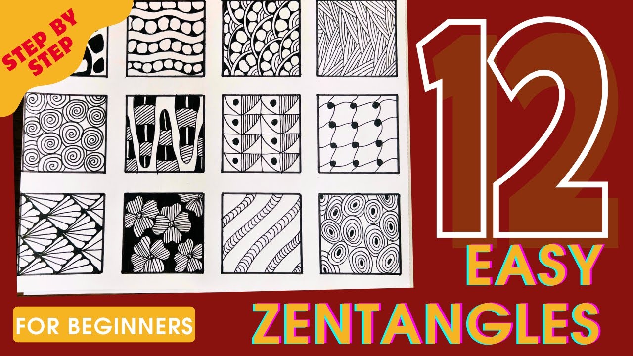 12 Easy Zentangle Patterns | Step by Step Tutorial For Beginners | Easy Doodle Patterns | Easy Art