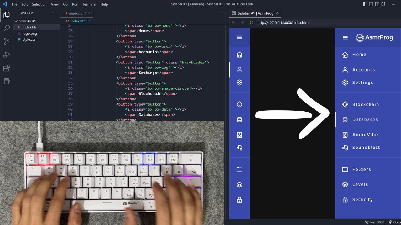 ASMR Programming - Simple Responsive Sidebar - No Talking