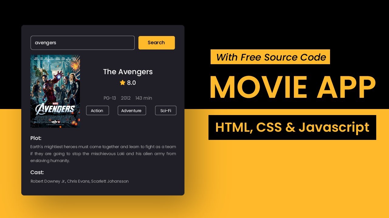 Movie Guide App With Javascript | HTML, CSS & Javascript