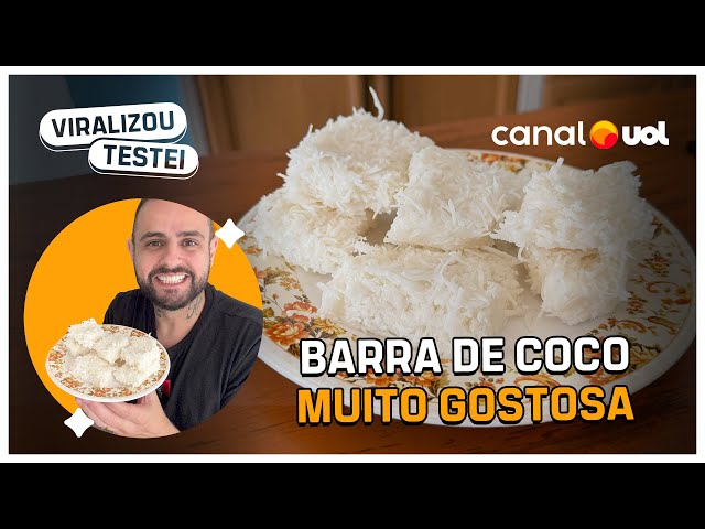 Barrinha de coco é feita com só 3 ingredientes e não leva açúcar