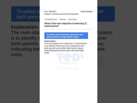 F1 Hybrid Plants Objective Explained 12th Biology