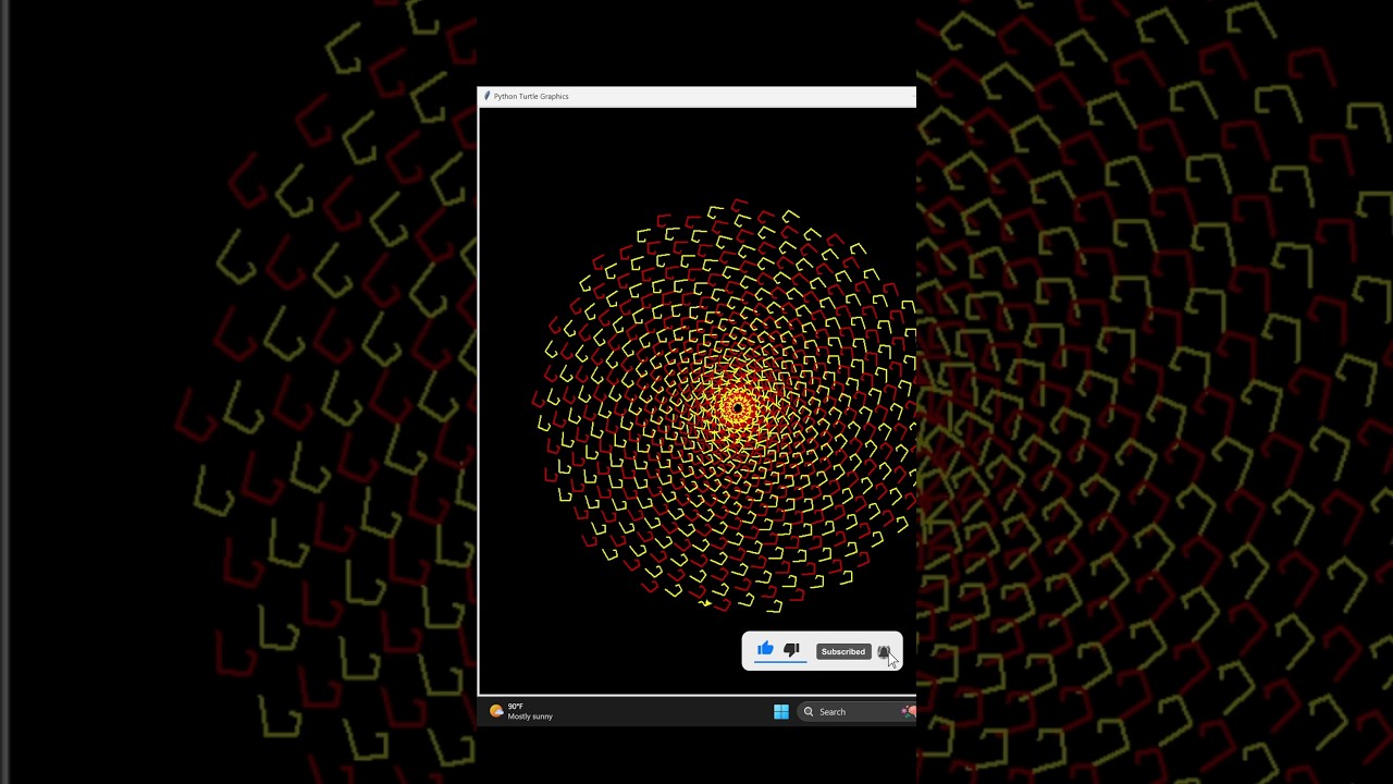 Rainbow Spiral Design Using Python Turtle #pythonturtle #shorts #viralvideo #turtle #fun
