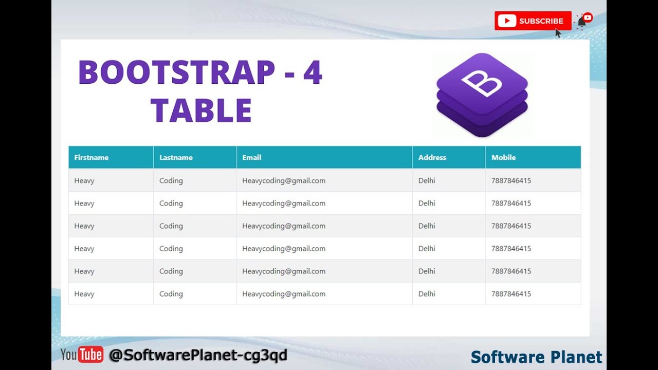 How to create table in bootstrap | Bootstrap 4 Tutorial for beginners