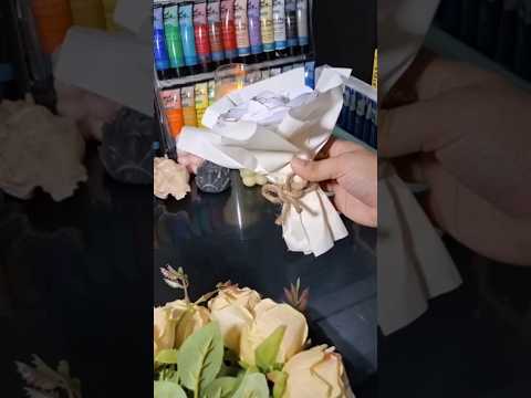 A rose with a fiery twist! 🔥🌹. part-2 . Paper flowers bouquet DIY 💐 🔥✨️ #bouquet #drawyourself