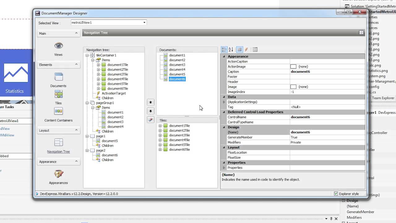 WinForms Document Manager: Application Hierarchy and Tile Activation.