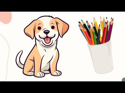 How to Color a Dog (Puppy) for Kids and Toddlers | Easy Art