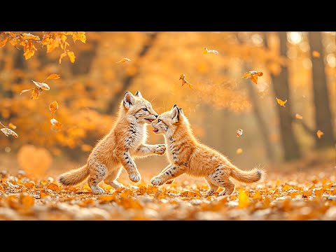 Playful Souls in Autumn | Relaxing Piano & Baby Animal Joy | Gentle Music