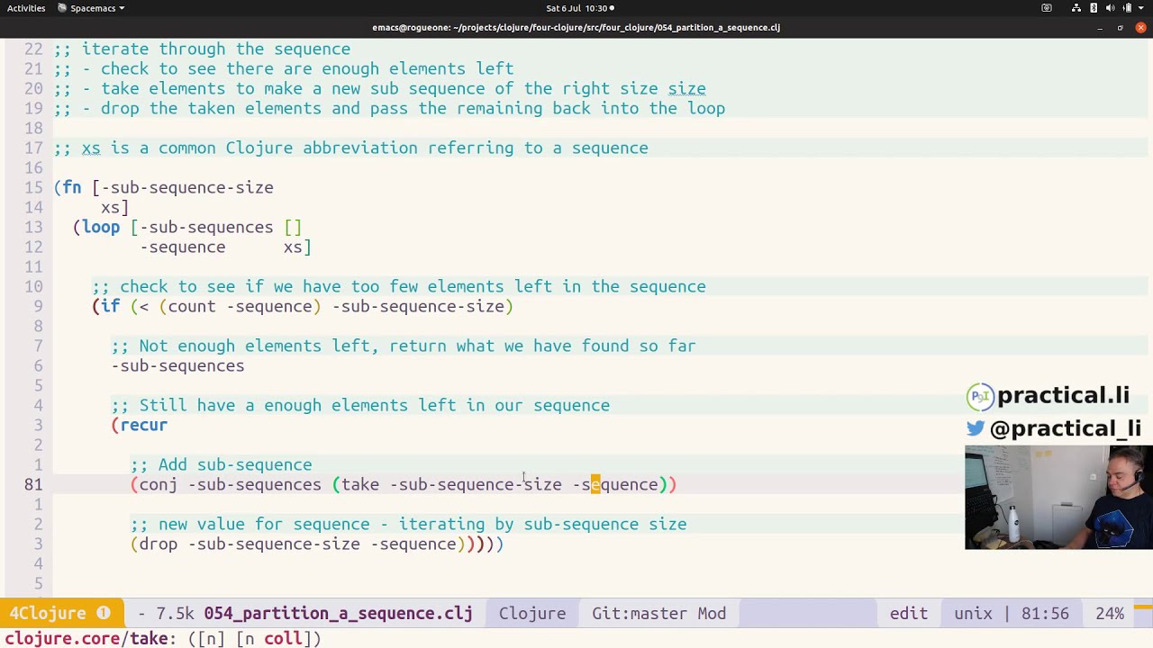 Practicalli Clojure 34 - 4Clojure challenges 54 and 55