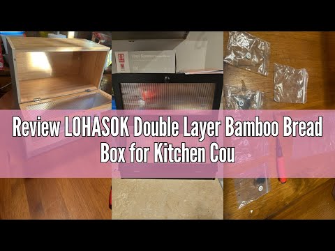 Review LOHASOK Double Layer Bamboo Bread Box for Kitchen Counter-Large Capacity Bread Storage Contai