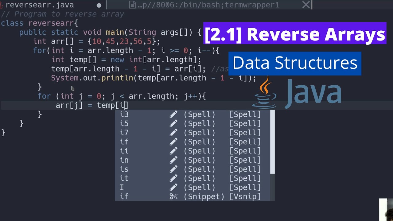 [2.1] Reverse Array in Java
