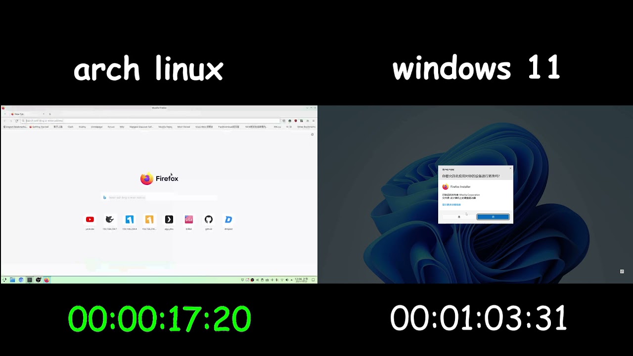 windows vs linux user installing a web browser