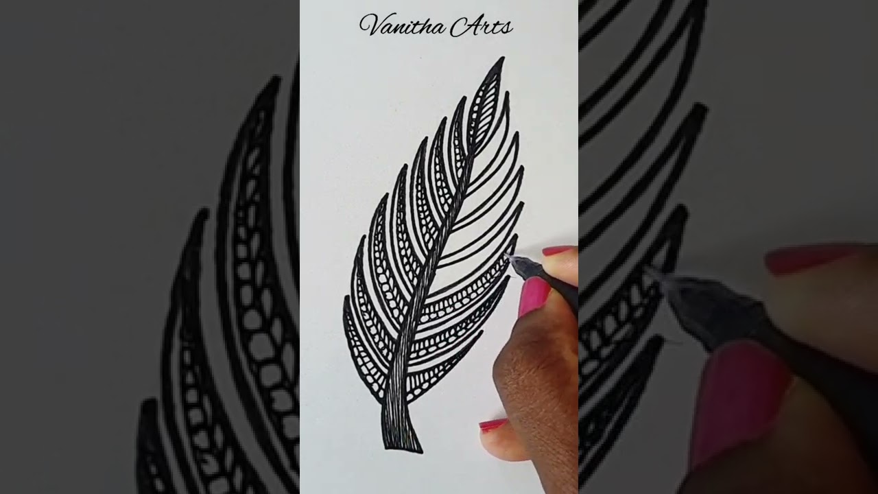 Feather doodle | how to draw feather drawing | #creativeart #shorts #doodleart