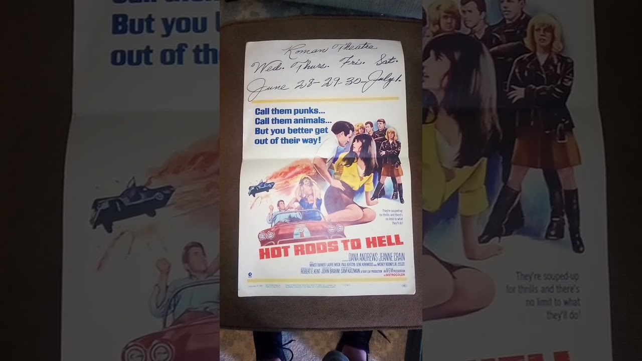 window card 1967 hot rods to hell movie poster! mimsy farmer, Laurie mock! exploitation movie!