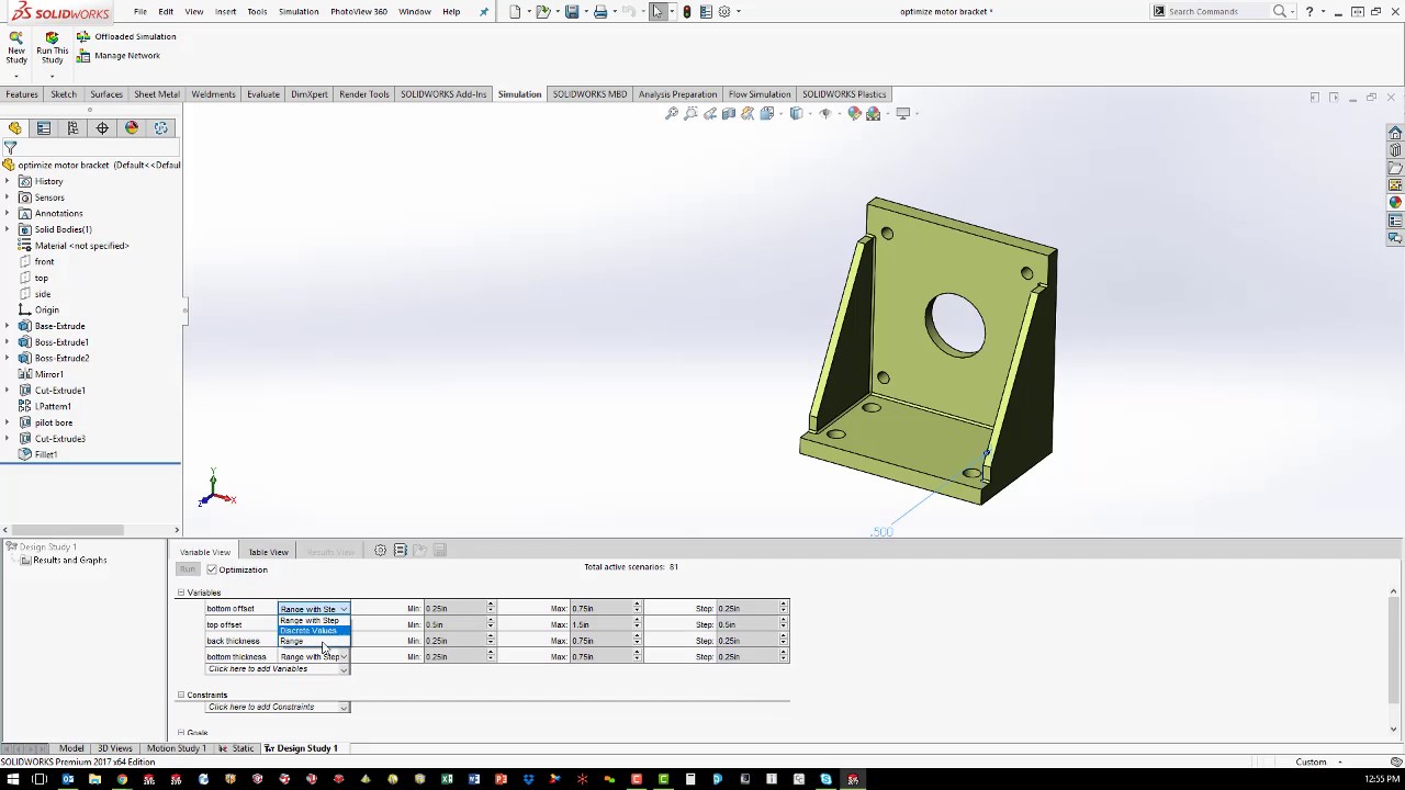 SOLIDWORKS Simulation - Design Study