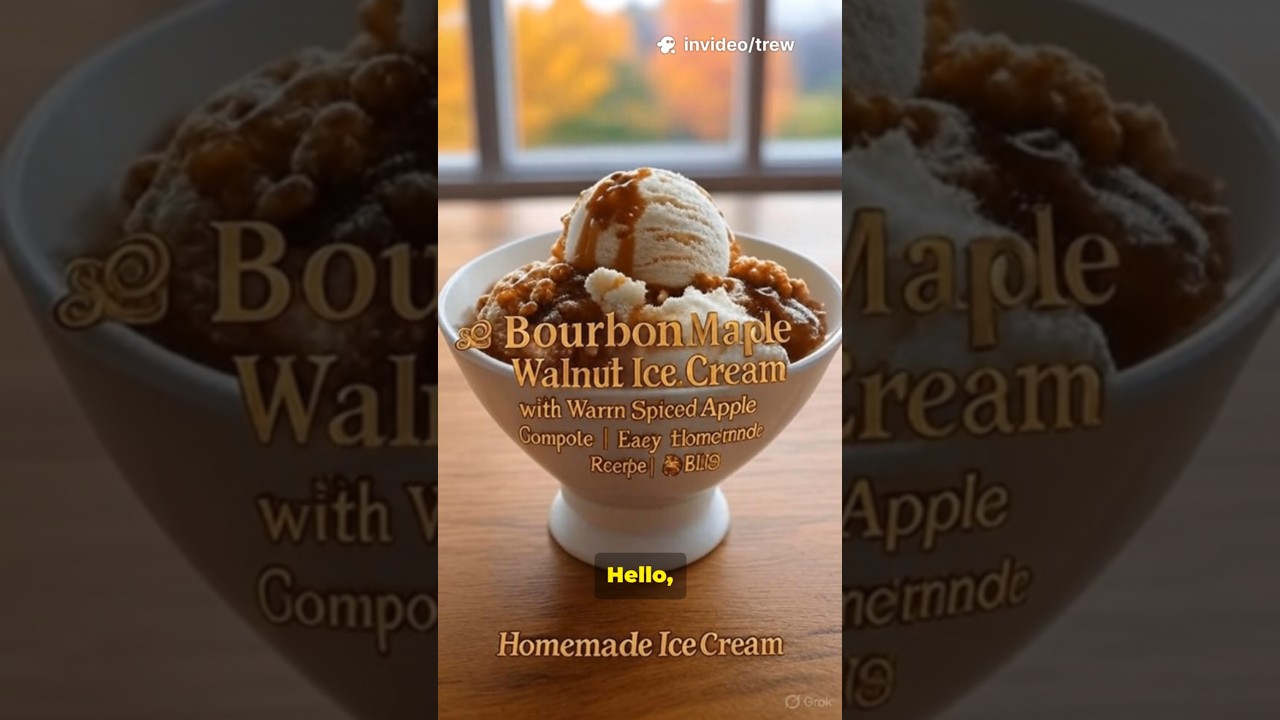 🍁 Bourbon Maple Walnut Ice Cream with Warm Spiced Apple Compote | Easy Homemade Recipe! 🍨#Shorts