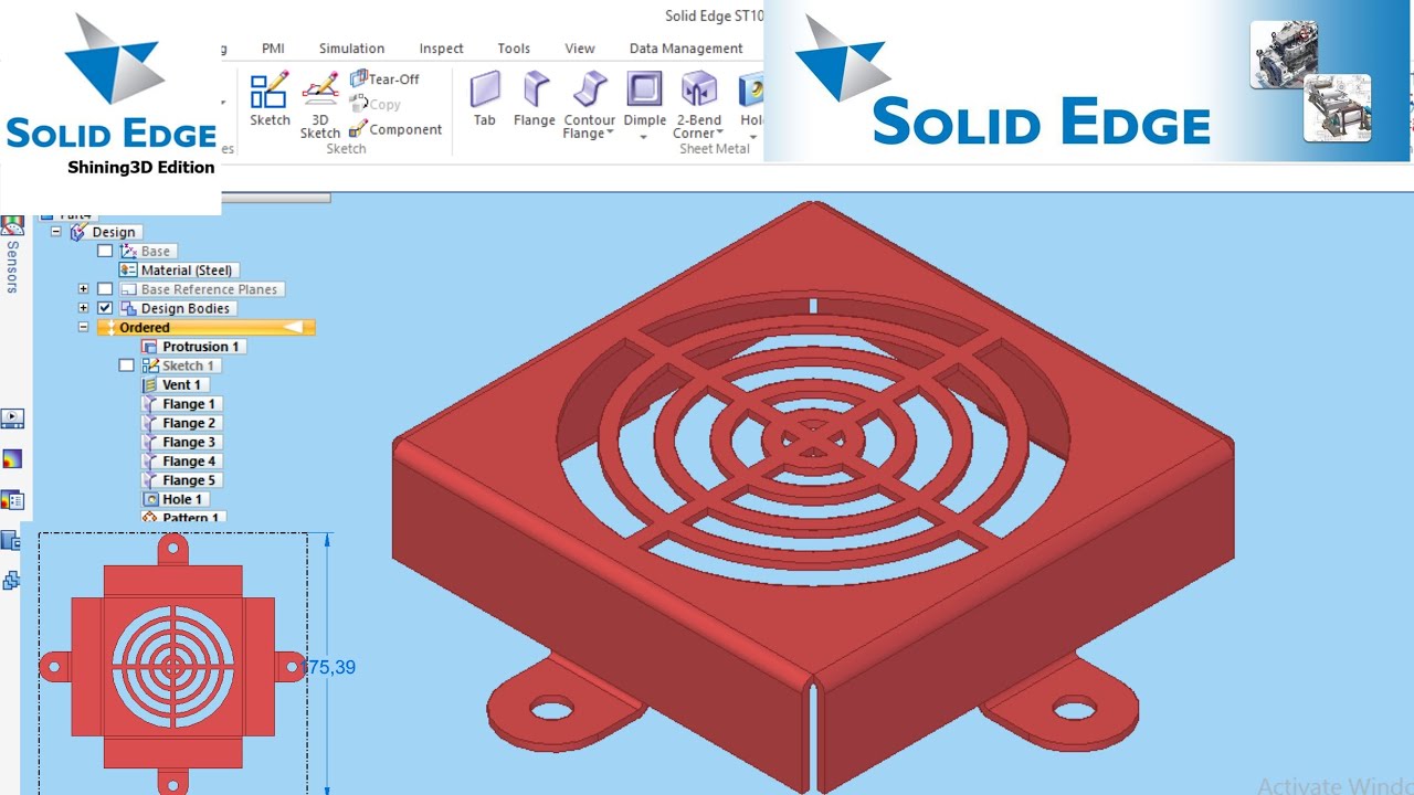 Solid edge sheet metal tutorial I Vent Design I Solid edge tutorial