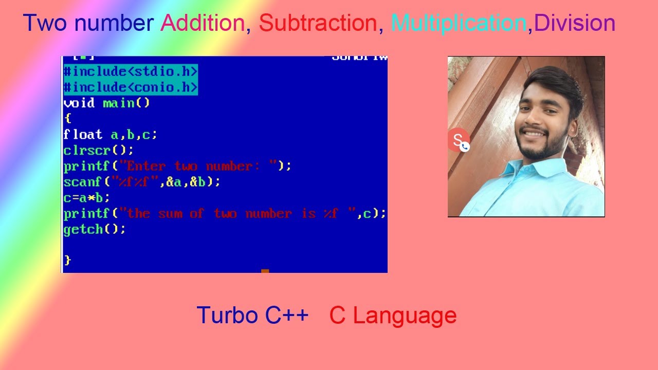 C Program to Subtraction, Multiplication, Division Two Number Class-3 || C Language Turbo C++