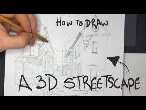 Draw buildings in perspective (sketching a 3D streetscape!) Easy drawing tutorial