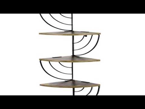 WOLTU Corner Wall Shelf Floating CD DVD Shelf with Zigzag Design 5 Tier Storage Rack for Living Room