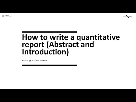 Writing a quantitative report (APA) Abstract & Introduction