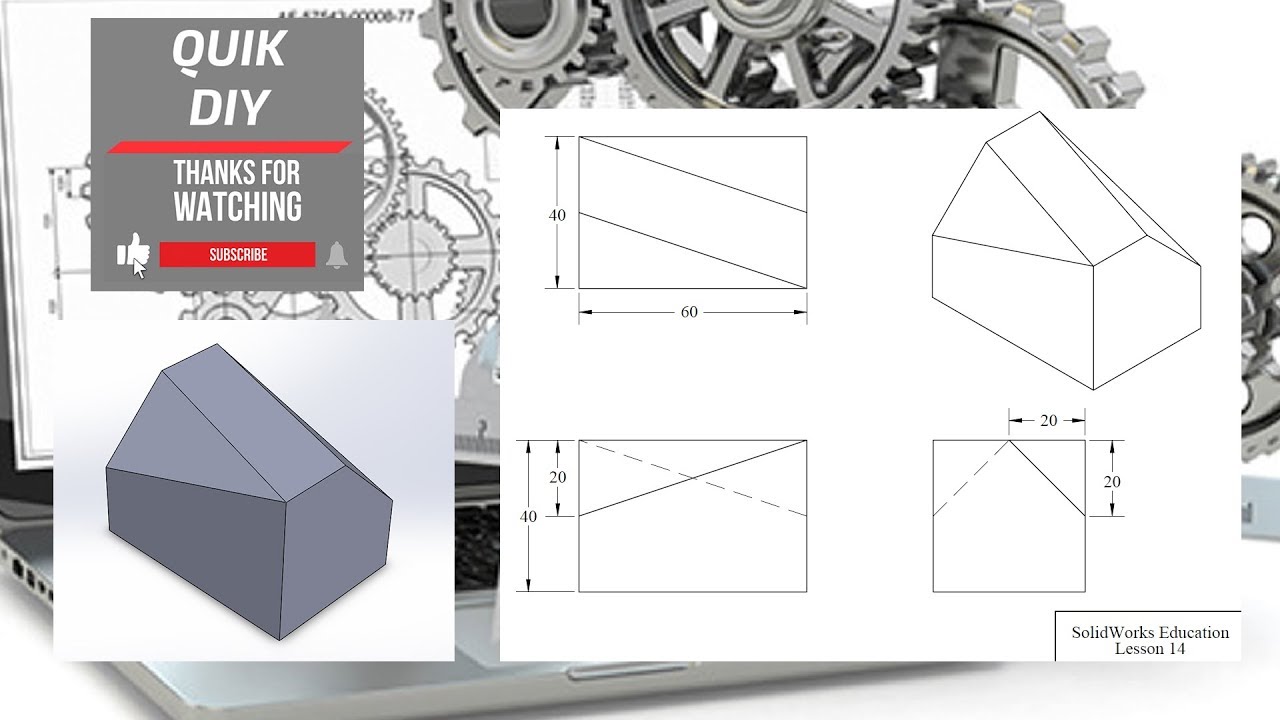 Solidworks CAD Tutorial exercise #14 for beginners