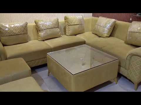 7 Seater Yellow Luxury Sofa with Couch