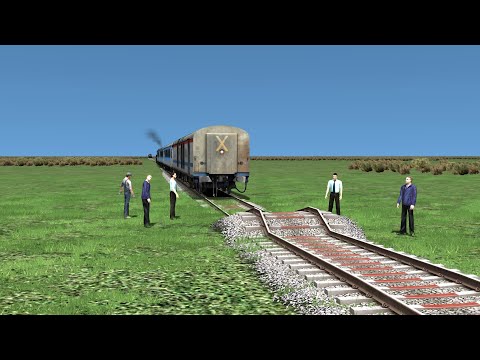 IZN WDM3D Reverse Action With 3 LHB+ 1 EOG Coach - Crossing Bumpy Railroad