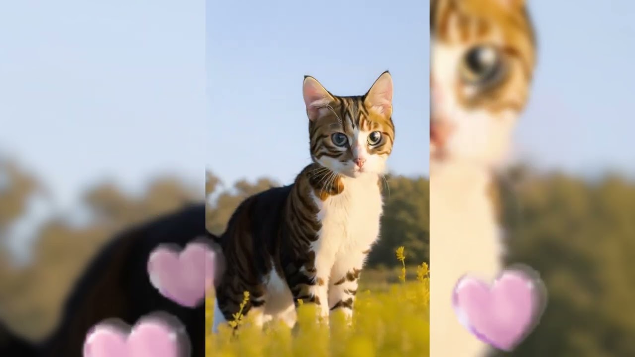 [4k] Cat Playing on Flower Field | AI Art Pics