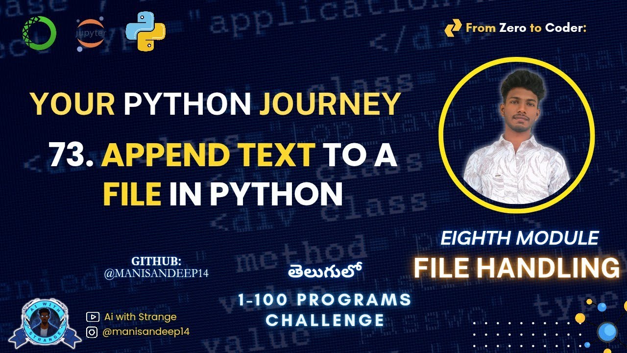 Append Text to a File in Python | Your Python Journey – 100 Python Programs #pythonprograms 