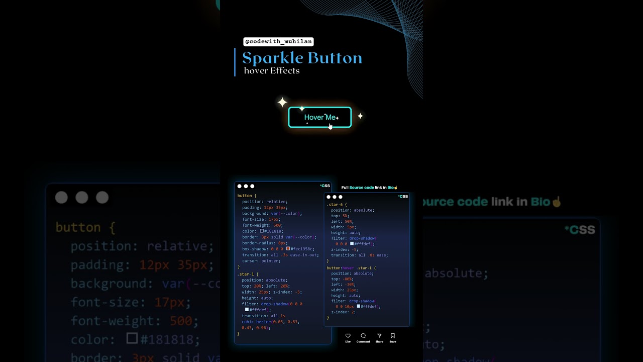 Sparkle Button  #css #coding #button #Website #frontenddeveloper #modernwebdesign