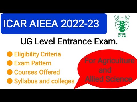 ICAR AIEEA-UG Details, Exams Pattern, Courses, Syllabus, college,Eligibility 2022-23