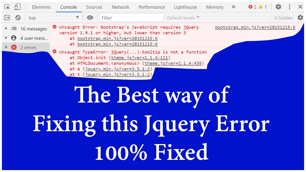 Fix Bootstrap's JavaScript requires jQuery version 1.9.1 or higher | P2 | Why does this error occur?
