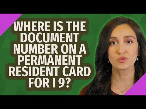Where is the document number on a permanent resident card for I 9?