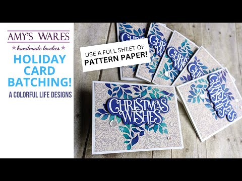 Batch 6 Christmas cards STAT with a full sheet of pattern paper! BRAND NEW STENCIL!
