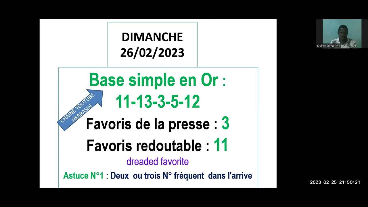 PRONOSTICS PMU QUINTE DIMANCHE 26/02/2023