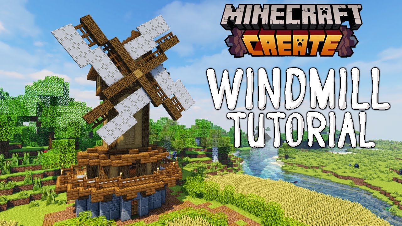 Minecraft Medieval Windmill Tutorial (--with Create Mod--)