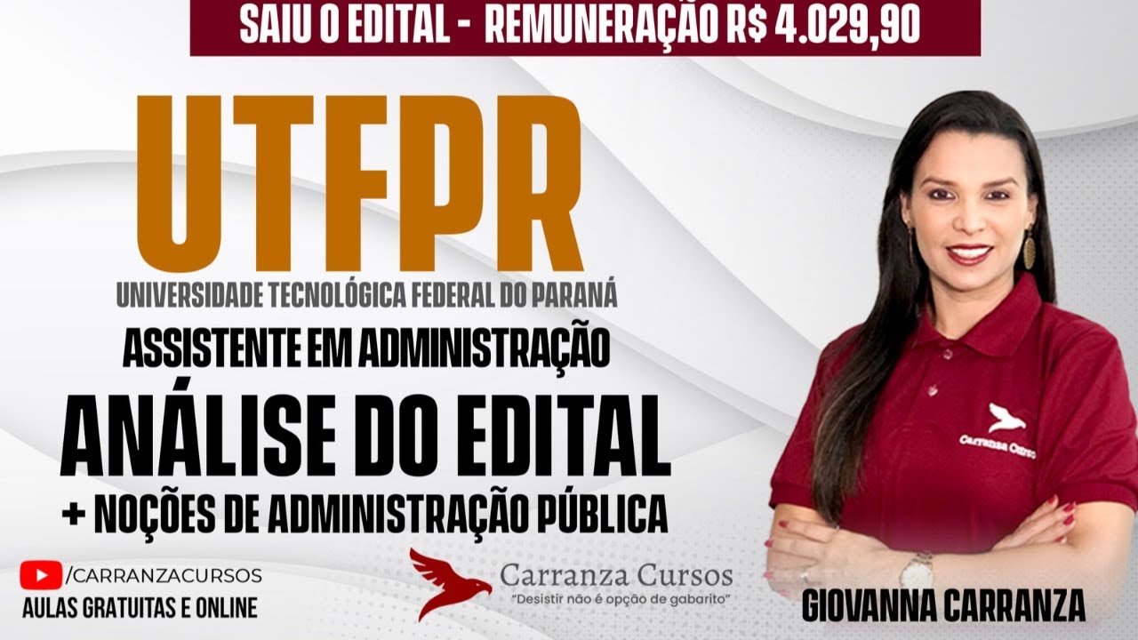 Concurso UTFPR 2025 – Noções de Administração Pública | Análise Completa do Edital