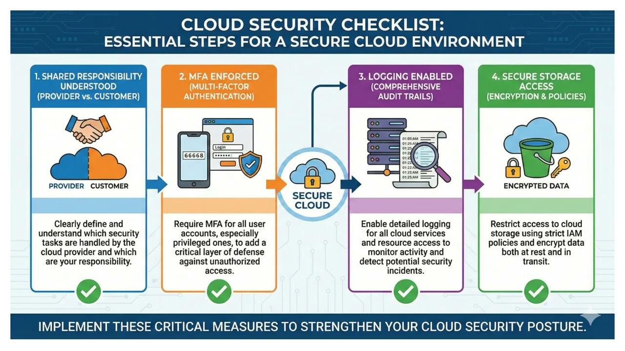 Cloud Security Checklist | Shared Responsibility, MFA & Logging Explained