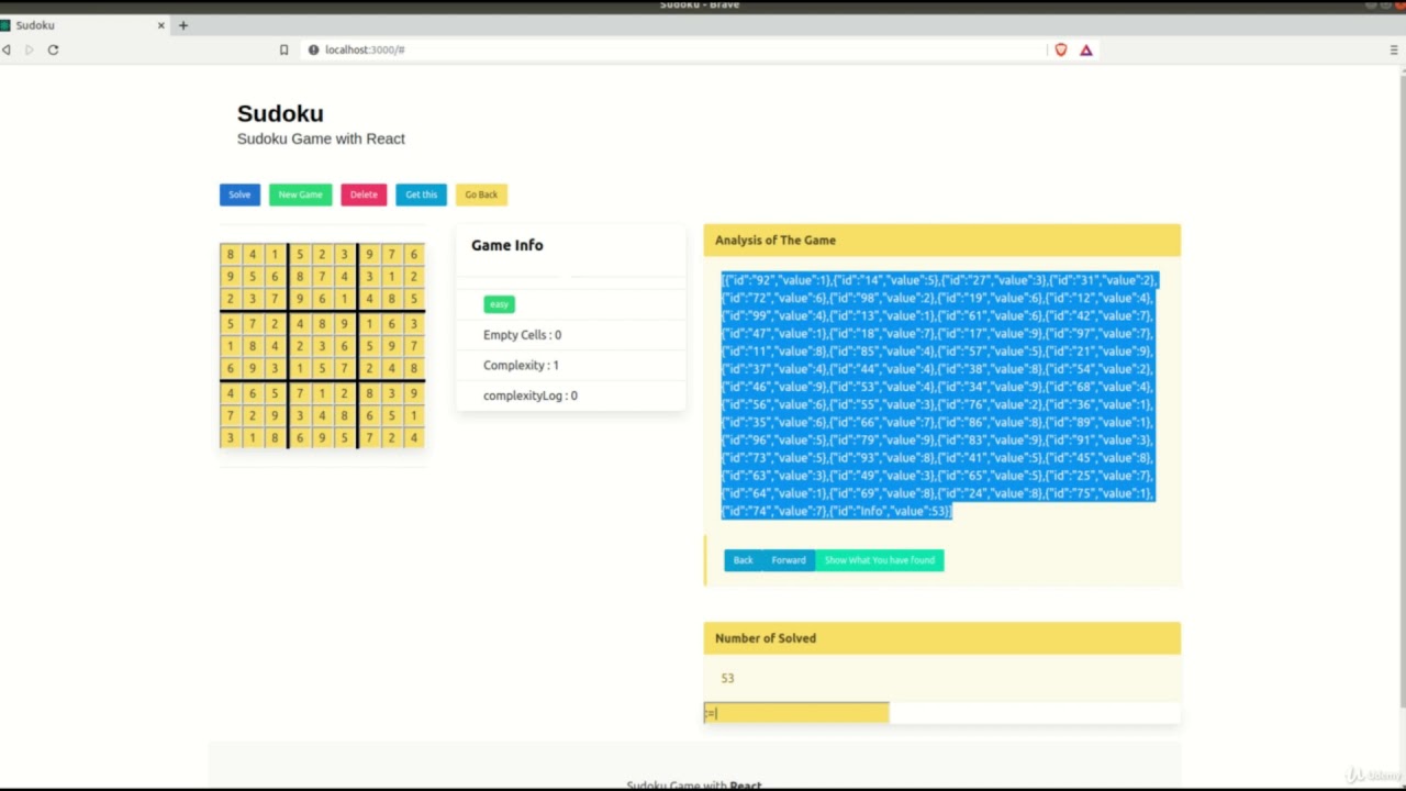 React tutorial - Demo Sudoku creation