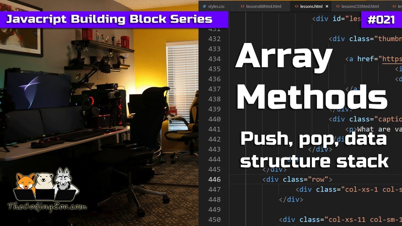 Array Methods: Push, Pop, Data Structure Stack - Javascript Building Blocks 21