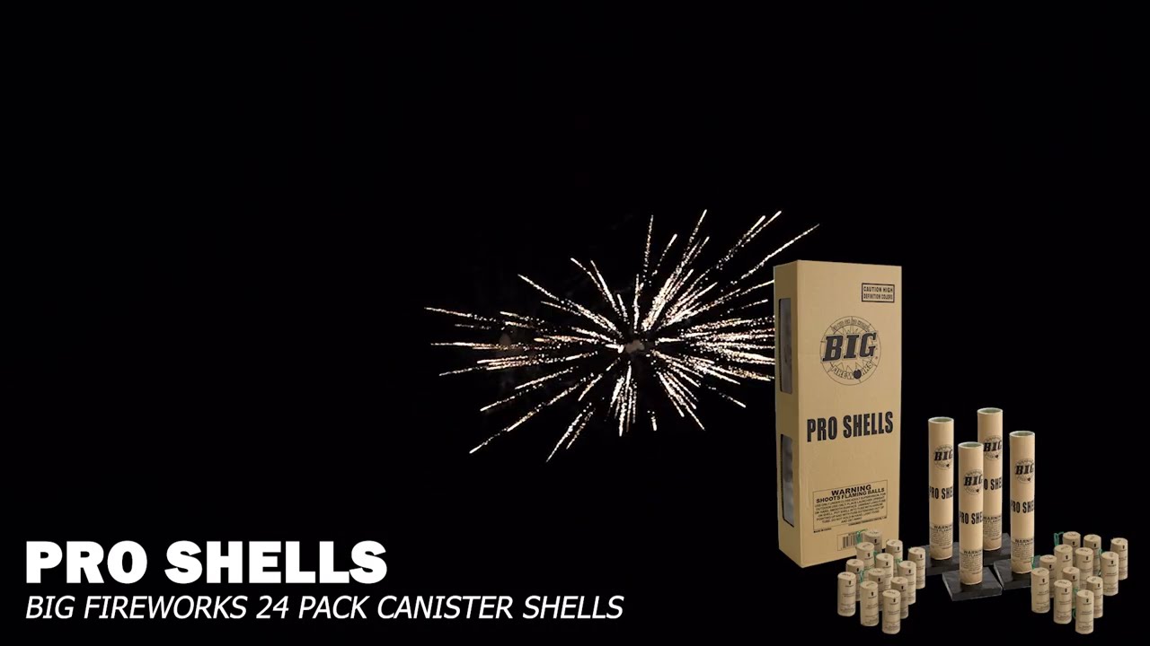Pro Shells 24 Pack Canister Shells - Big Fireworks - Demonstration