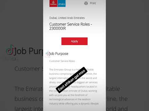 Emirates Airlines Customer Service job