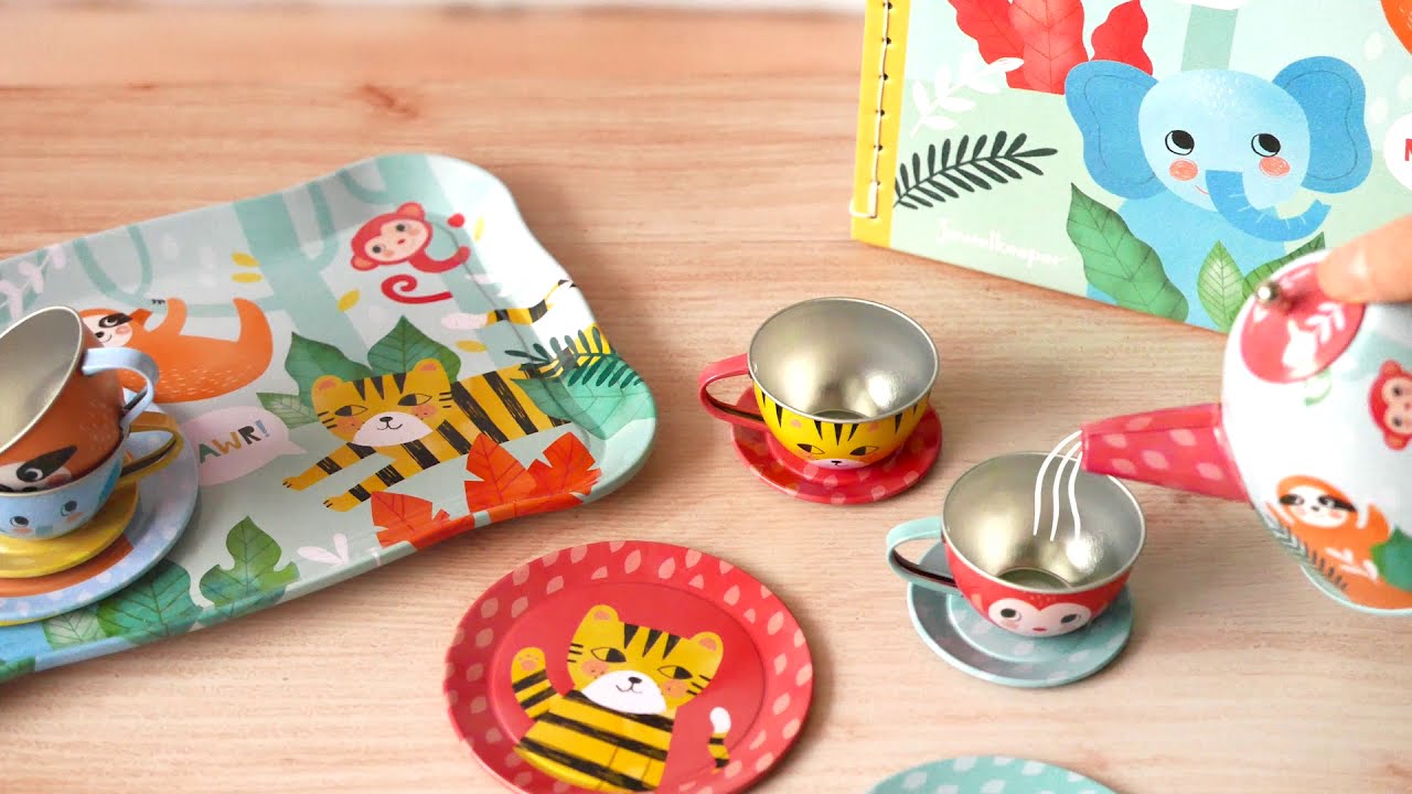 JUNGLE PARTY Tea Set for Little Kids by JEWELKEEPER